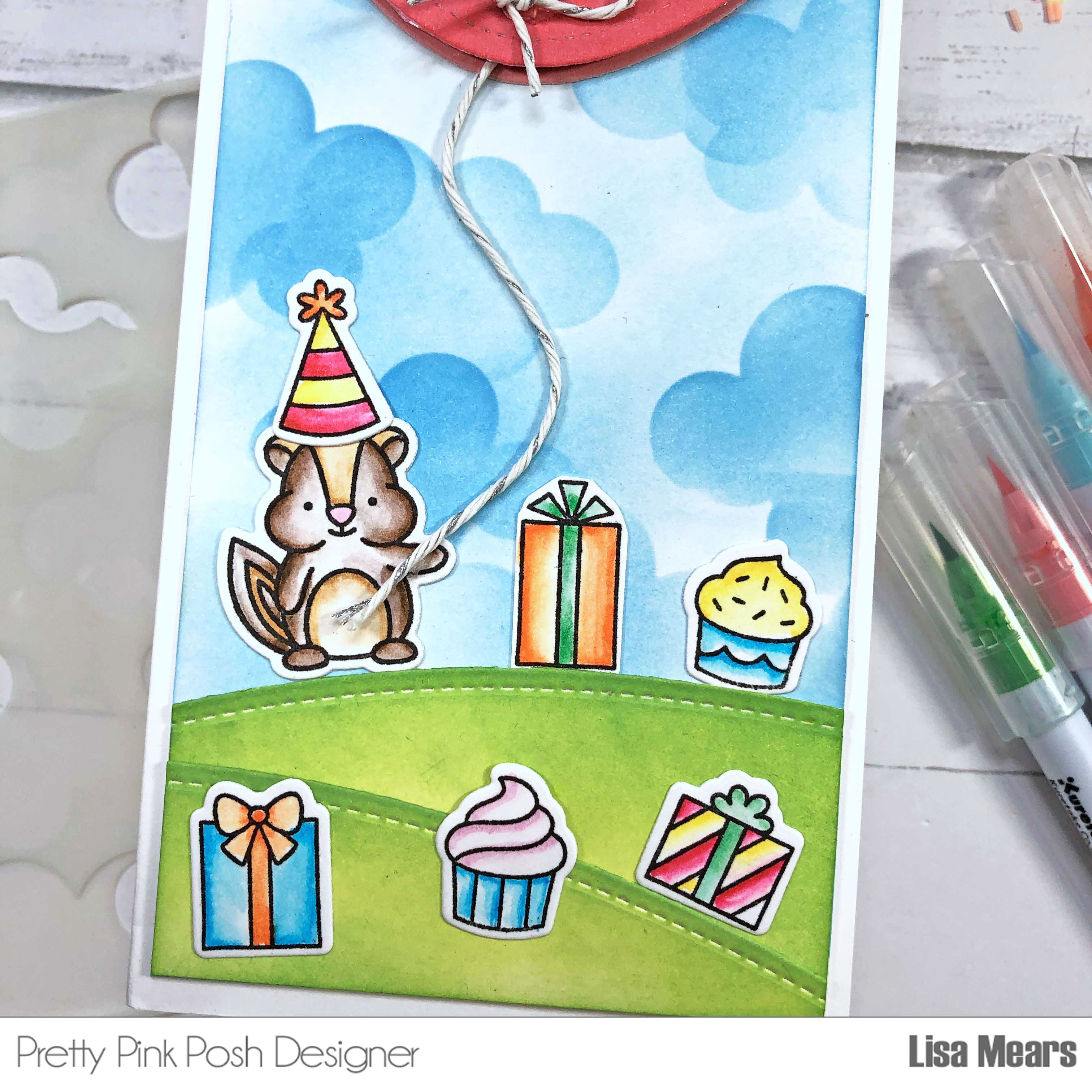 SHAKER Slimline Birthday Card | Pretty Pink Posh – Lisa Mears Designs