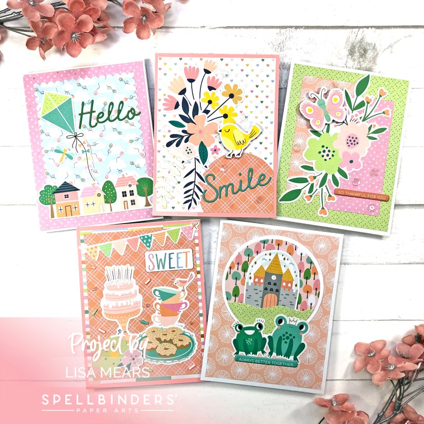 Spellbinders Card Kit – May 2023 – Spreading Happiness – 5 Cards – Lisa ...