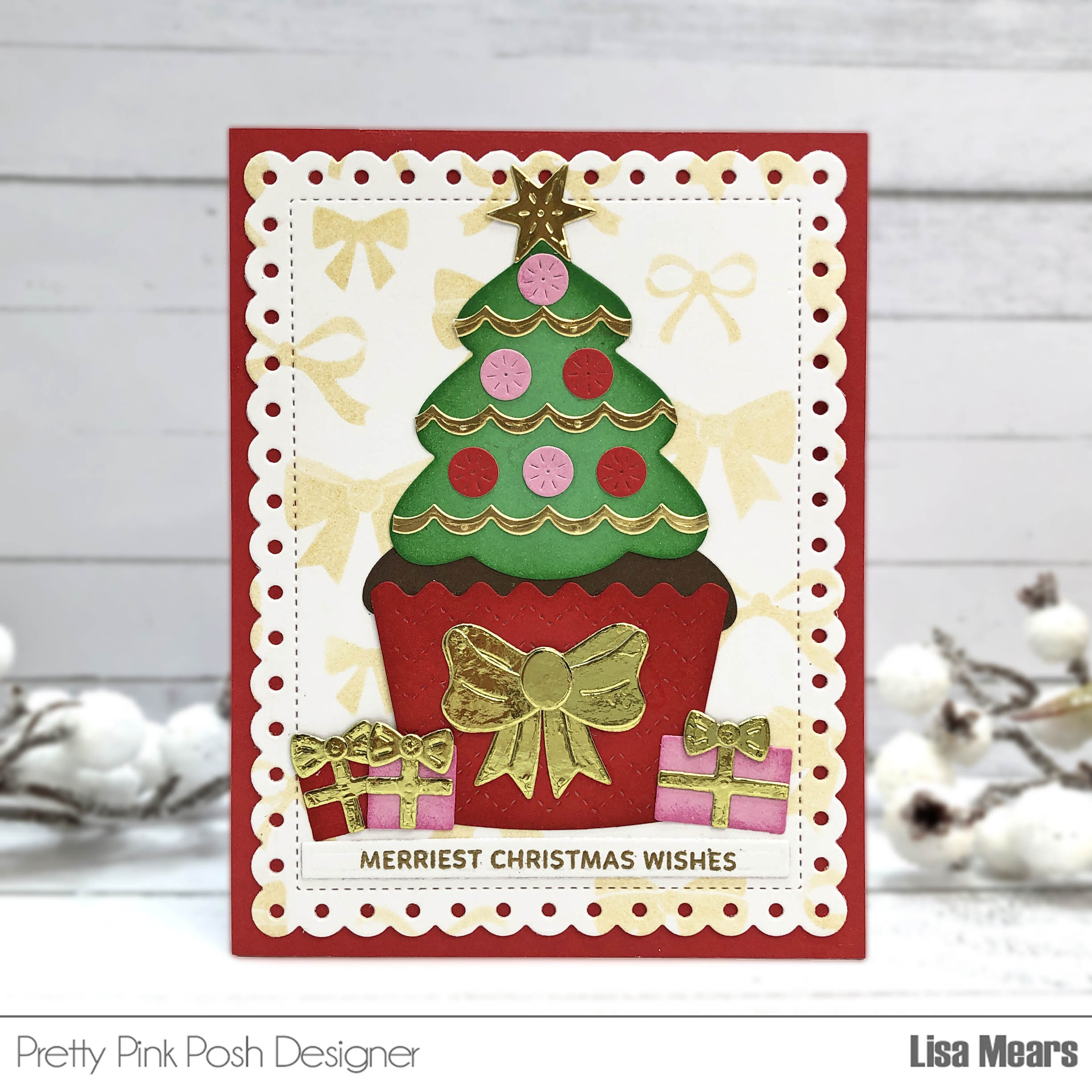Cupcake Christmas Tree Card | Pretty Pink Posh – Lisa Mears Designs